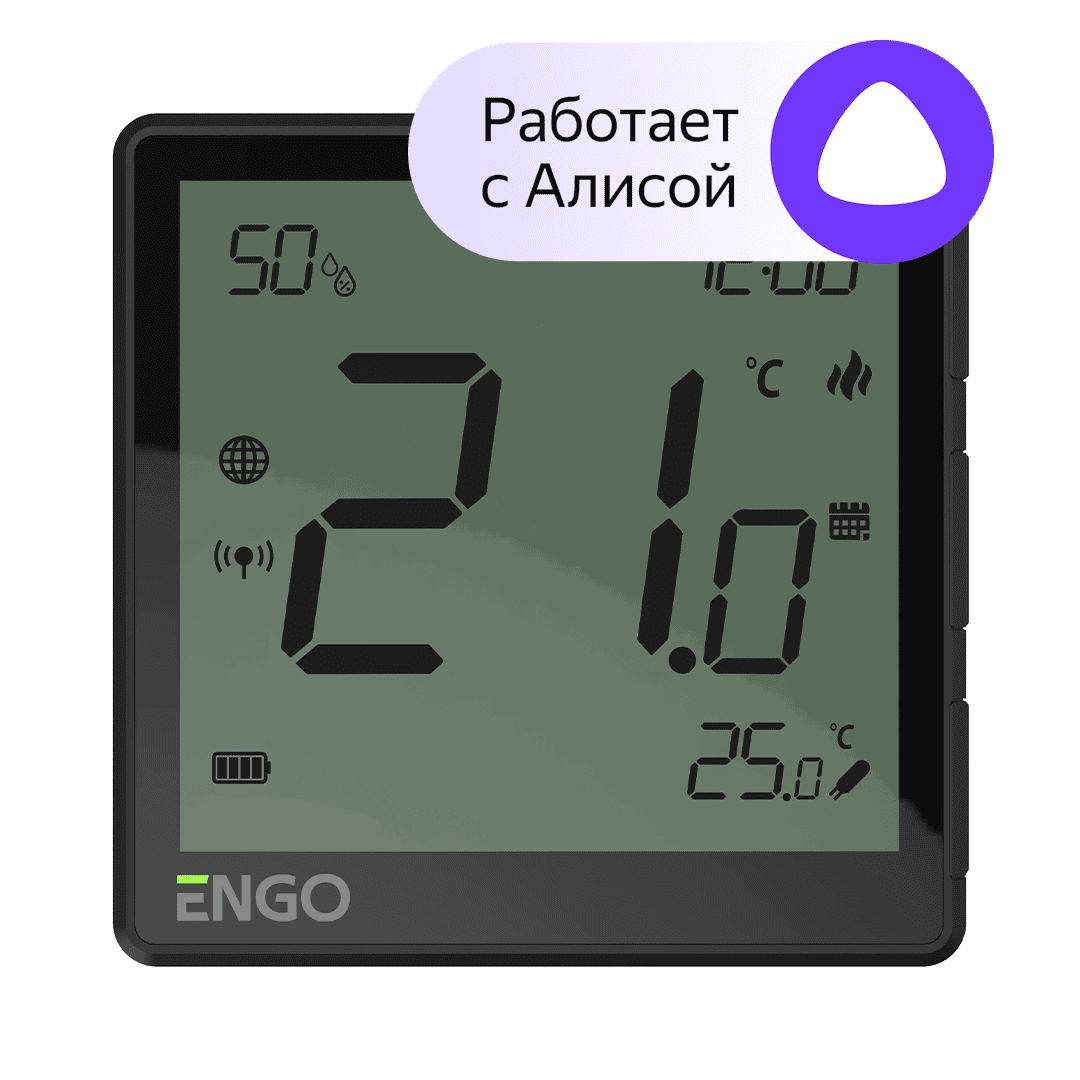 ZigBee умный терморегулятор, АКБ, чёрный (EONE-BATB) — ENGO Controls